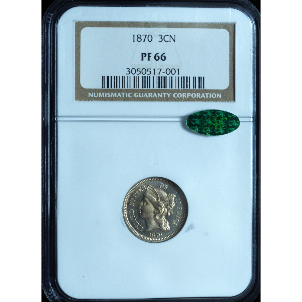 Buy 1870 3 Cent Nickel Proof PR66 NGC + CAC Online | Arnold Jewelers