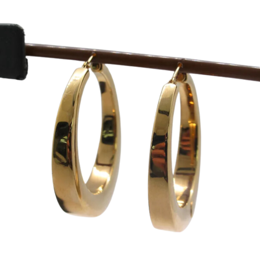 Buy Big Shiny Taped Hoops, 14k Yellow Gold Online | Arnold Jewelers