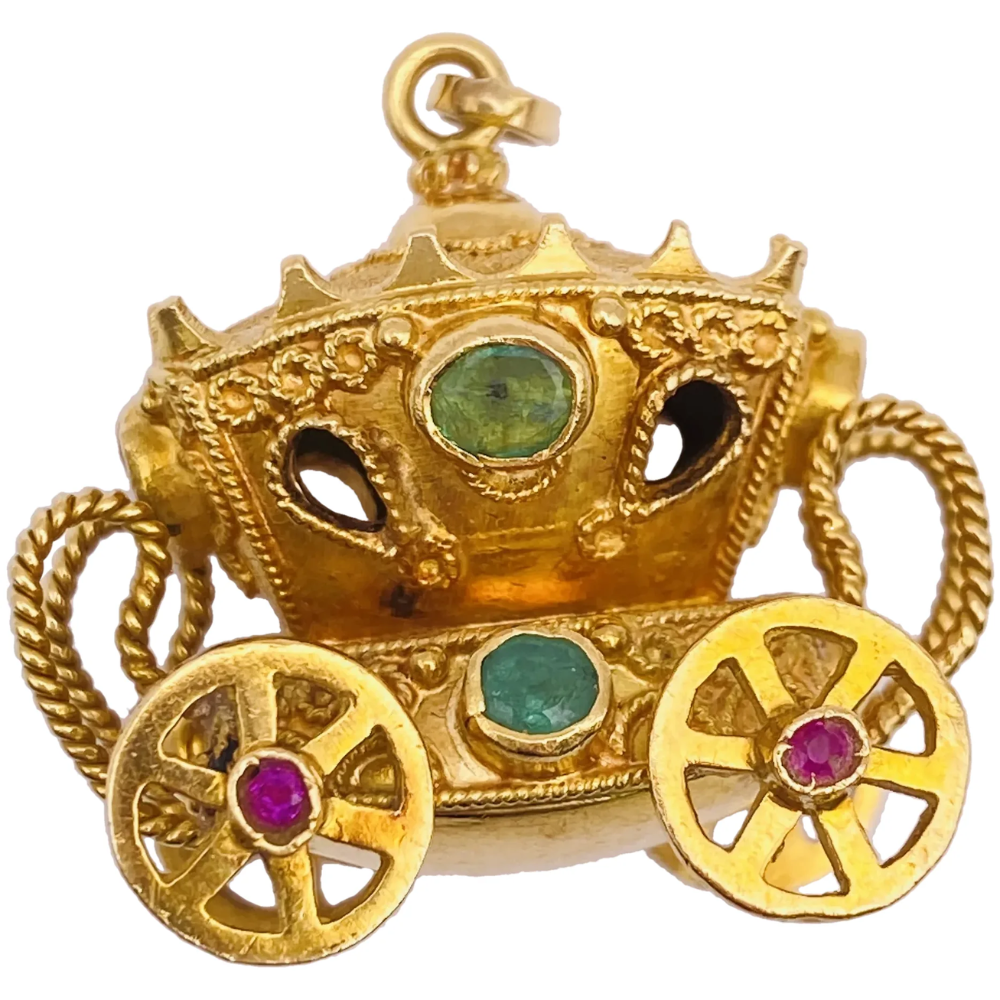 Buy BIG Moving Jeweled Coronation Coach 18K Gold Carriage Charm Online ...